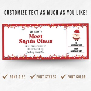 Editable Meet Santa Ticket Template, Custom Santa Meet and Greet Gift ...