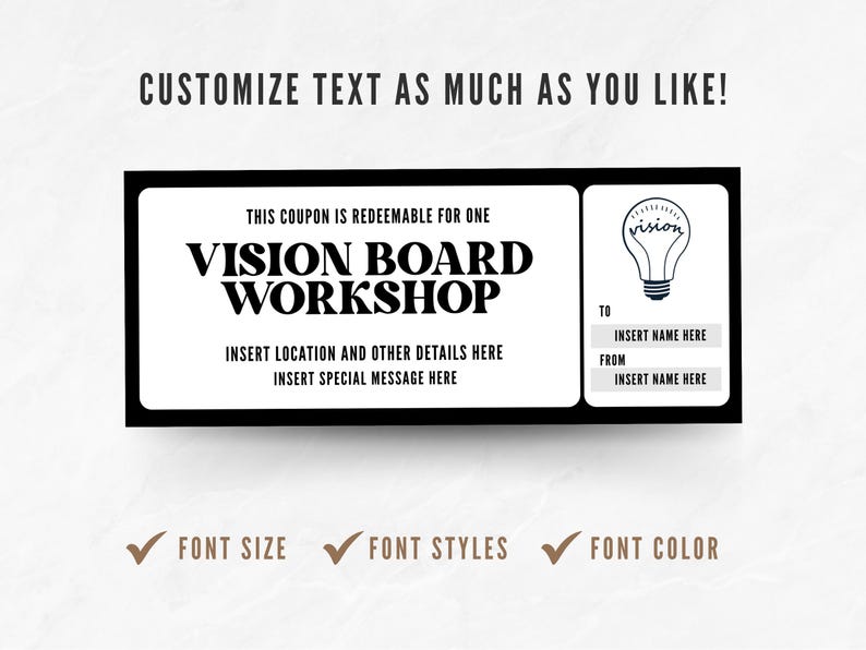 Printable Vision Board Workshop Coupon, Editable Vision Board Invite ...
