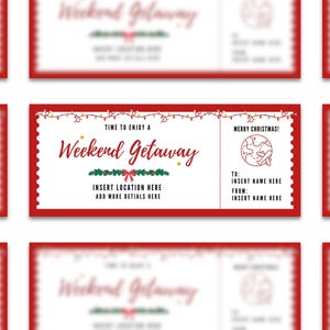Editable Christmas Weekend Getaway Coupon Template, Custom Surprise ...