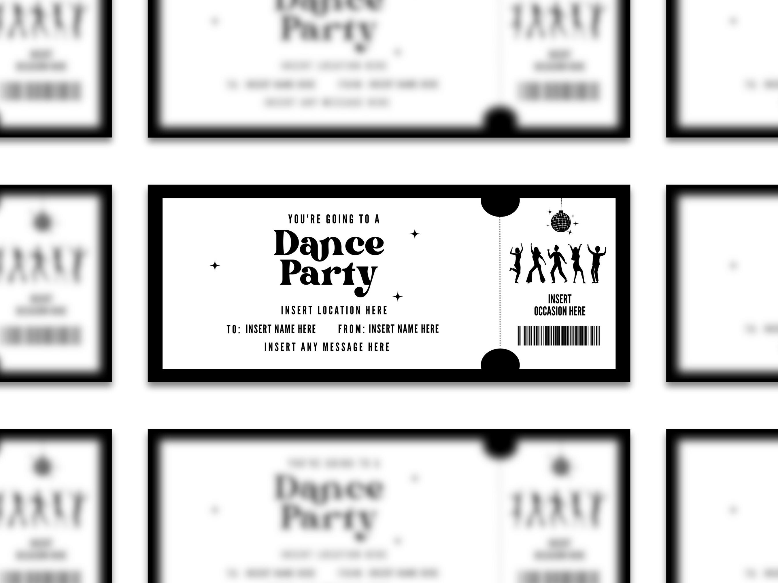 Editable Dance Party Ticket Template, Custom Dance Party Coupon ...