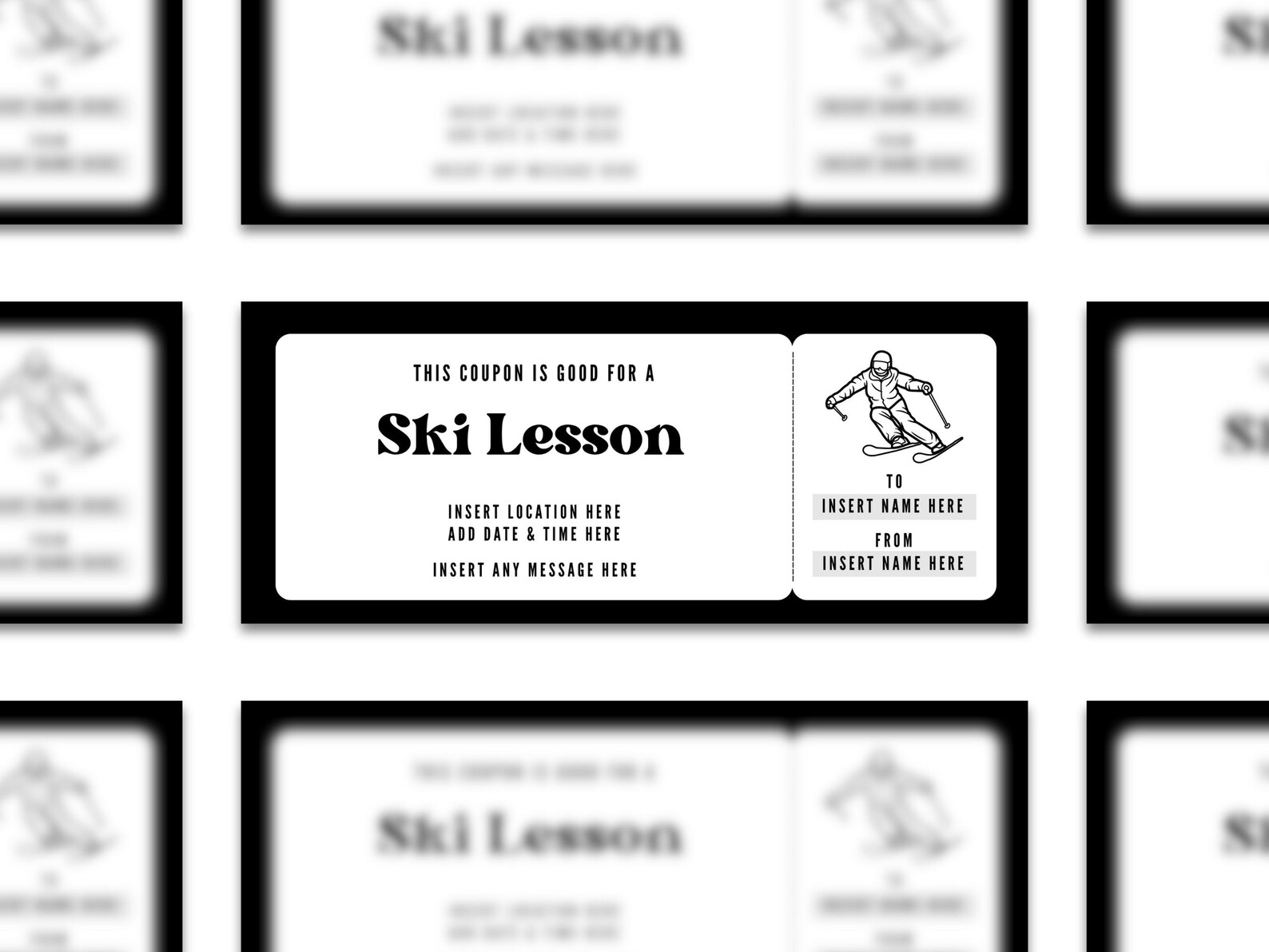 Editable Ski Lesson Lift Ticket Template, Custom Ski Class Coupon ...