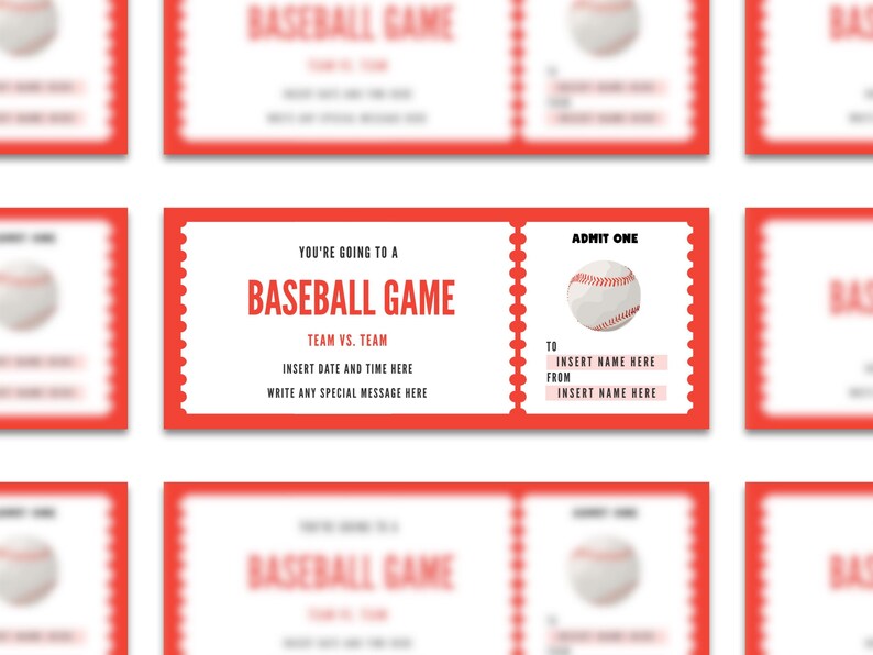 Editable Baseball Game Ticket Template, Printable Baseball Ticket ...