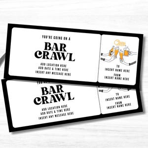 Printable Bar Crawl Coupon Template, Editable Bar Crawl Drink Ticket ...