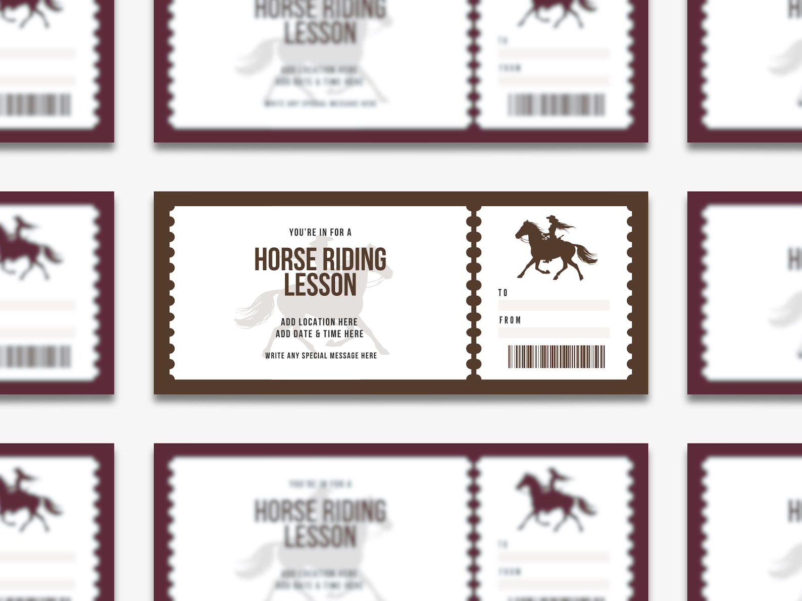 Editable Horse Riding Lesson Coupon Template, Printable Horseback ...
