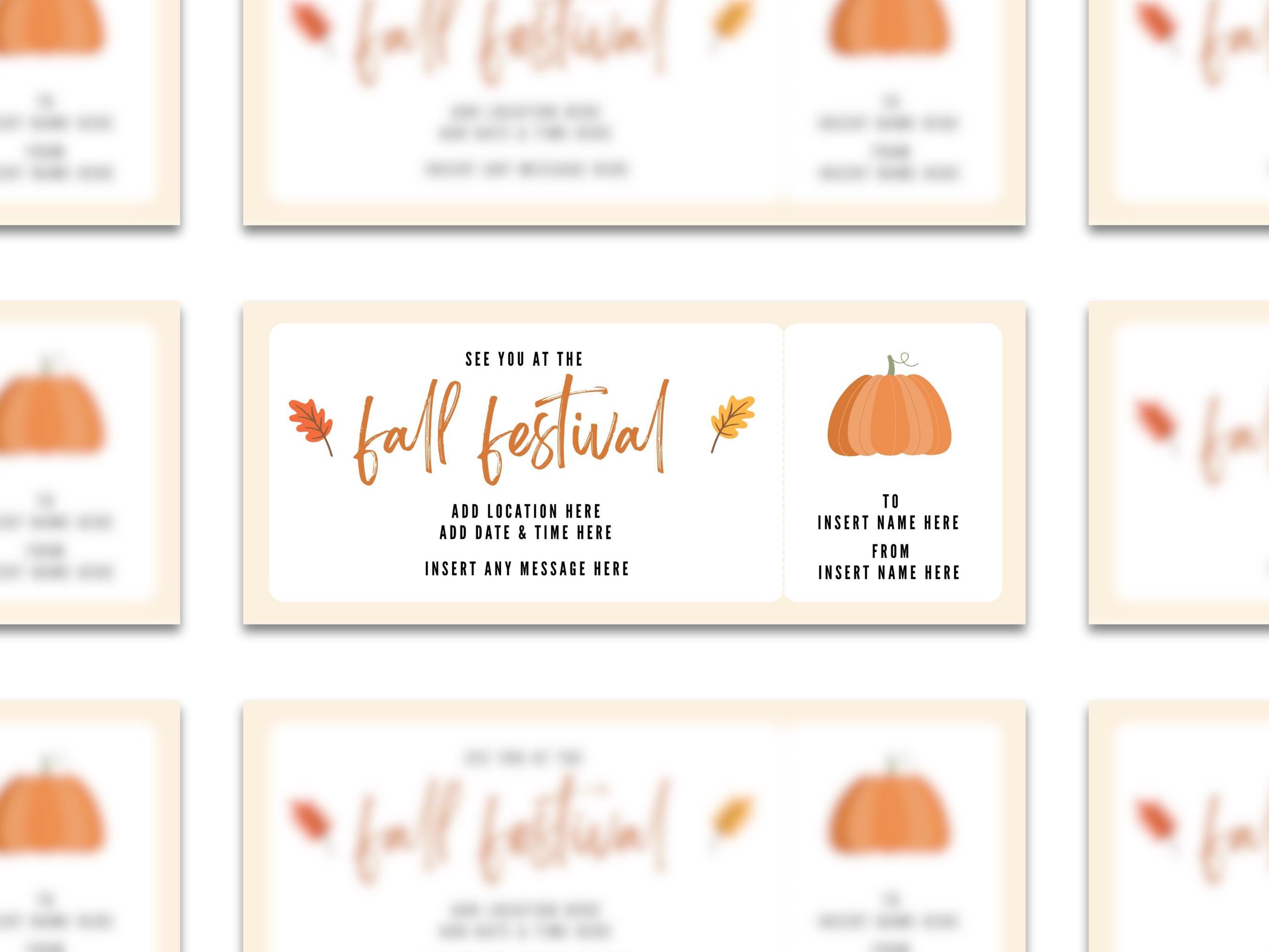Editable Fall Festival Ticket Template, Custom Harvest Festival Coupon ...