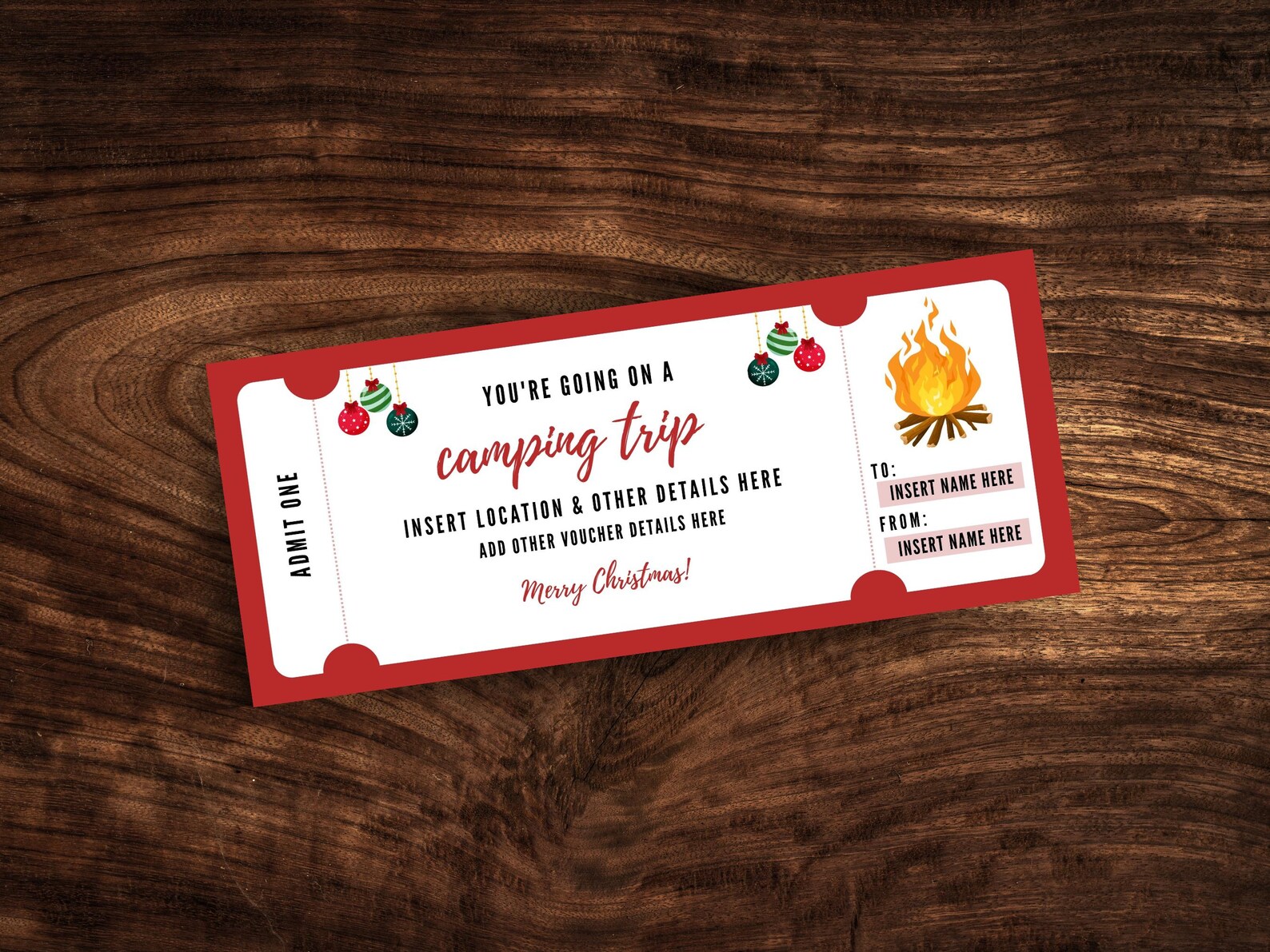Editable Camping Trip Coupon, Custom Camping Christmas Gift Certificate ...