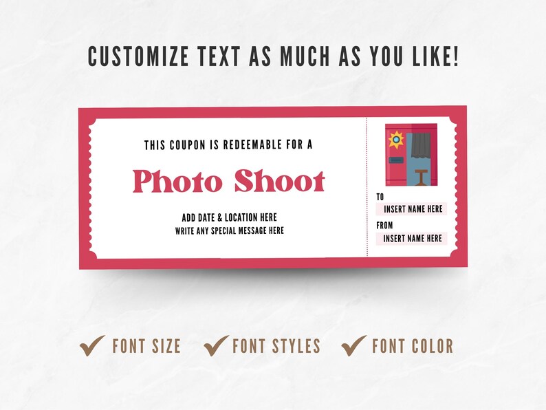Editable Photo Booth Coupon, Custom Photo Booth Shoot Gift Certificate ...