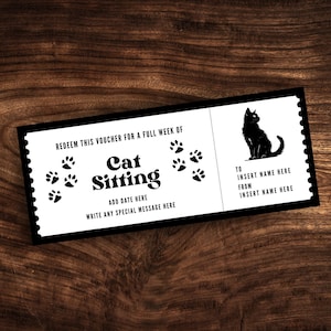 Editable Cat Sitting Coupon Template, Custom Cat Watching Ticket ...