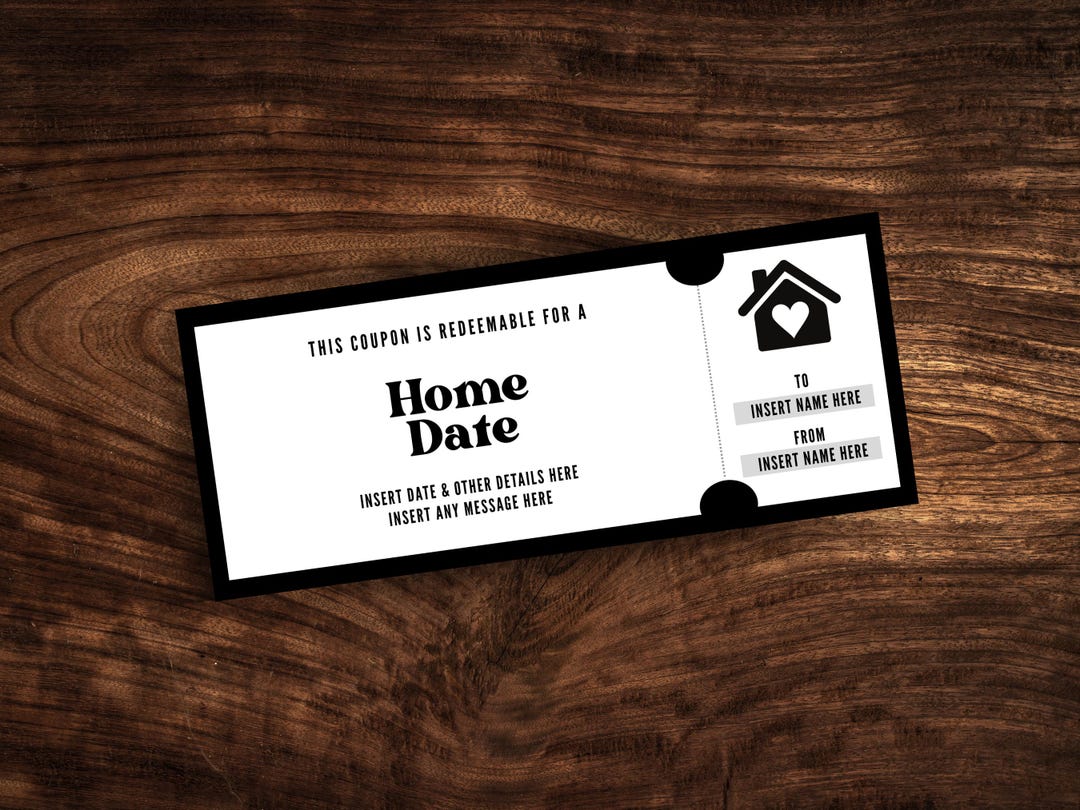 Editable Home Date Coupon Template, Custom Staycation Voucher ...