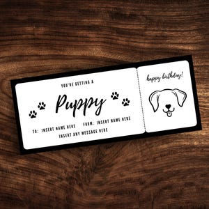 Editable New Puppy Coupon Template, Custom New Dog Ticket Template ...