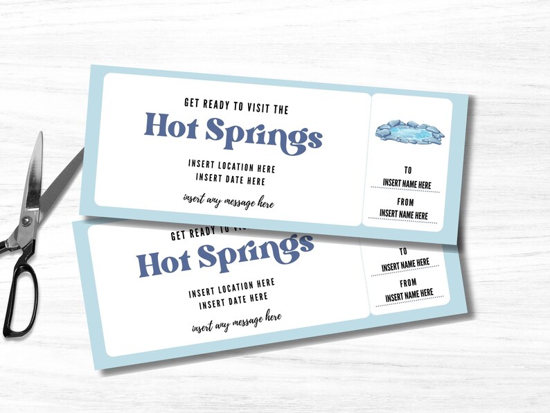 Editable Hot Springs Coupon, Printable Hot Springs Spa Ticket Voucher ...