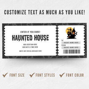 Editable Haunted House Coupon, Custom Haunted House Ticket Template ...