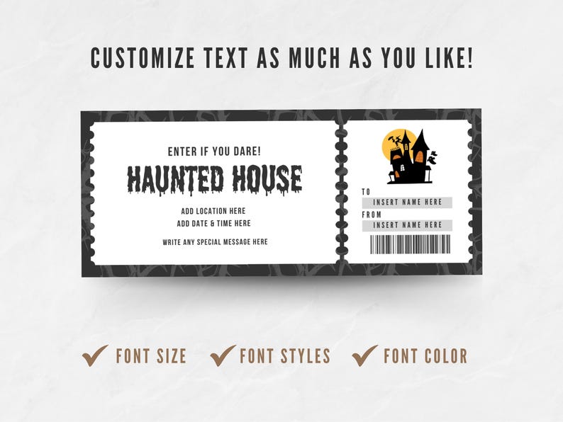 Editable Haunted House Coupon, Custom Haunted House Ticket Template ...