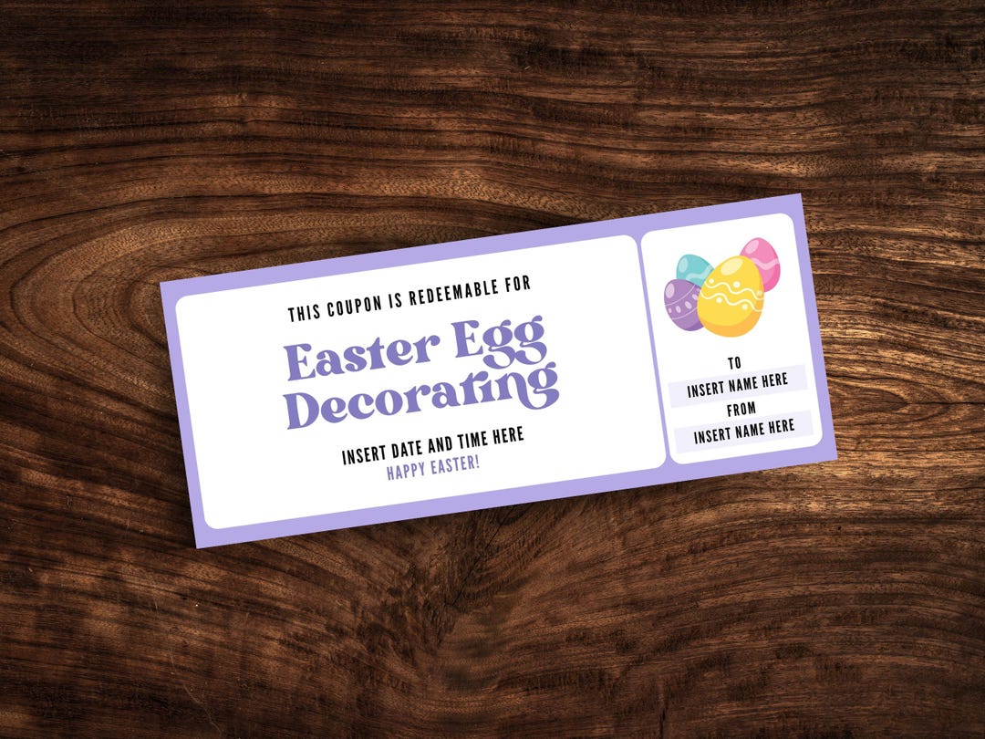 Editable Easter Egg Decorating Ticket Template, Custom Spring Easter ...