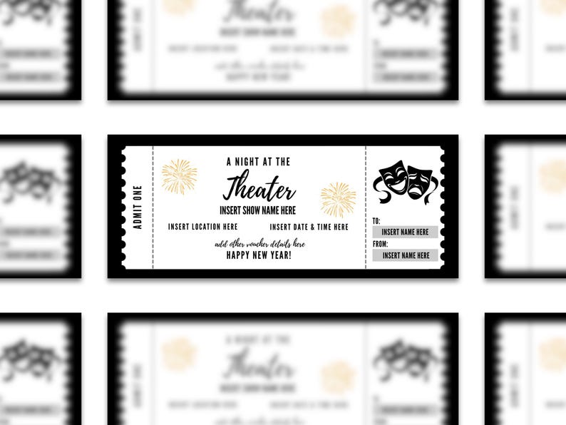 Custom Theater Ticket Template, Printable Play Show Ticket Coupon ...