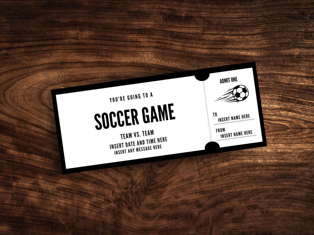 Editable Soccer Game Ticket Template, Printable Football Ticket ...