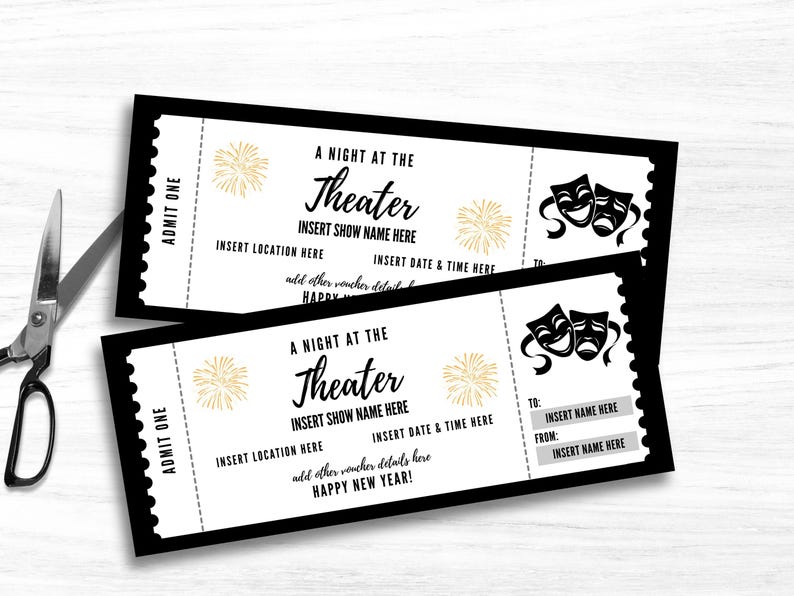 Custom Theater Ticket Template, Printable Play Show Ticket Coupon ...