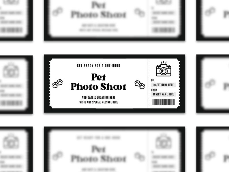 Editable Pet Photo Shoot Coupon, Custom Pet Photo Session Gift ...