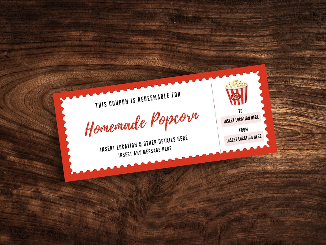Editable Homemade Popcorn Coupon, Printable Kettle Cooked Popcorn ...