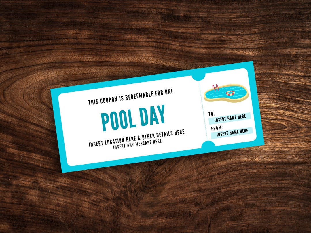 Editable Pool Day Coupon, Printable Summer Pool Party Invitation ...