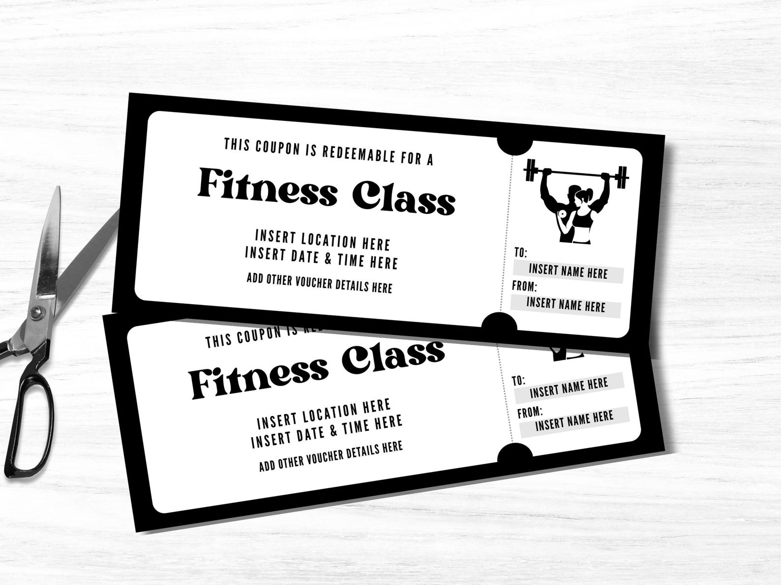 Editable Fitness Class Coupon, Custom Fitness Lesson Ticket Template ...