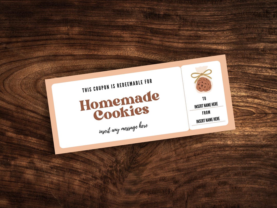 Editable Homemade Cookies Coupon, Printable Homemade Cookies Ticket ...