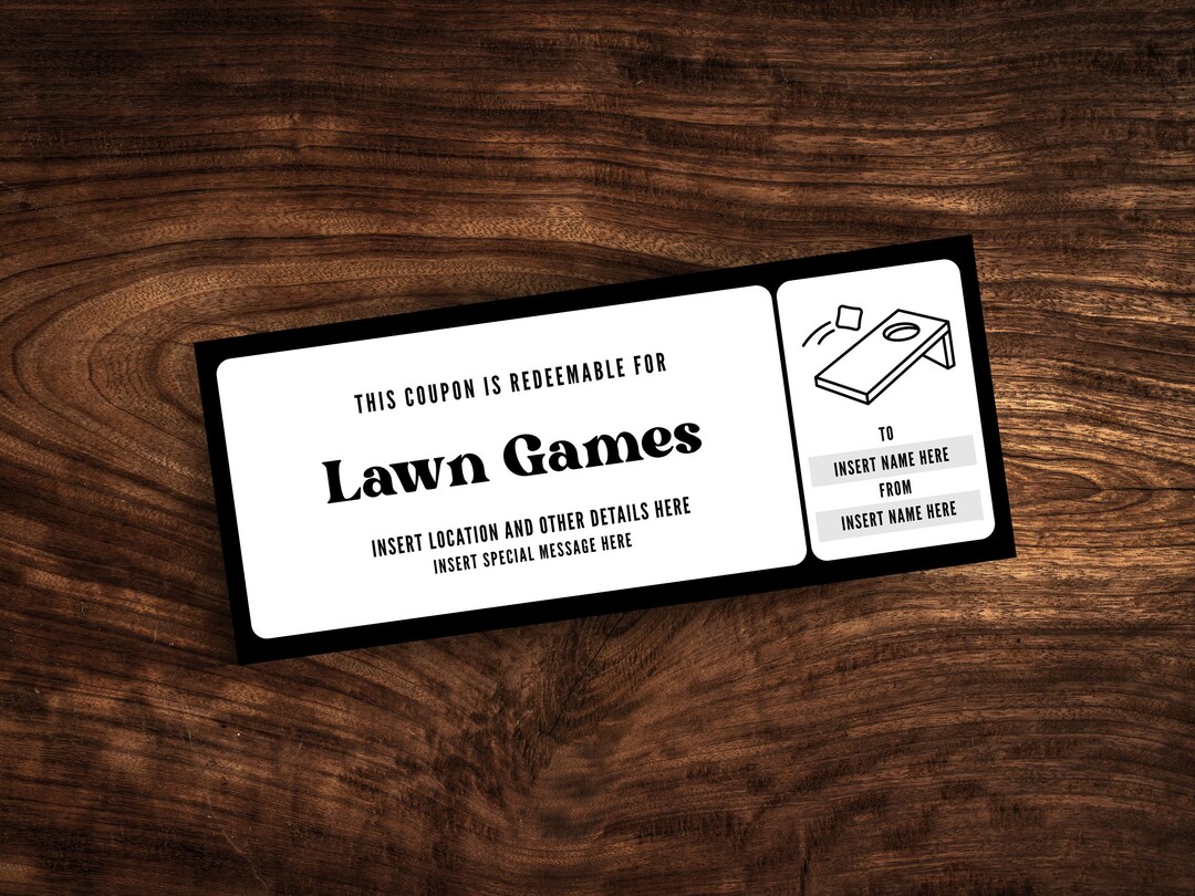 Editable Lawn Games Coupon, Custom Outdoor Game Ticket Template ...