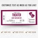 Custom Theater Ticket Template, Printable Play Show Ticket Coupon ...