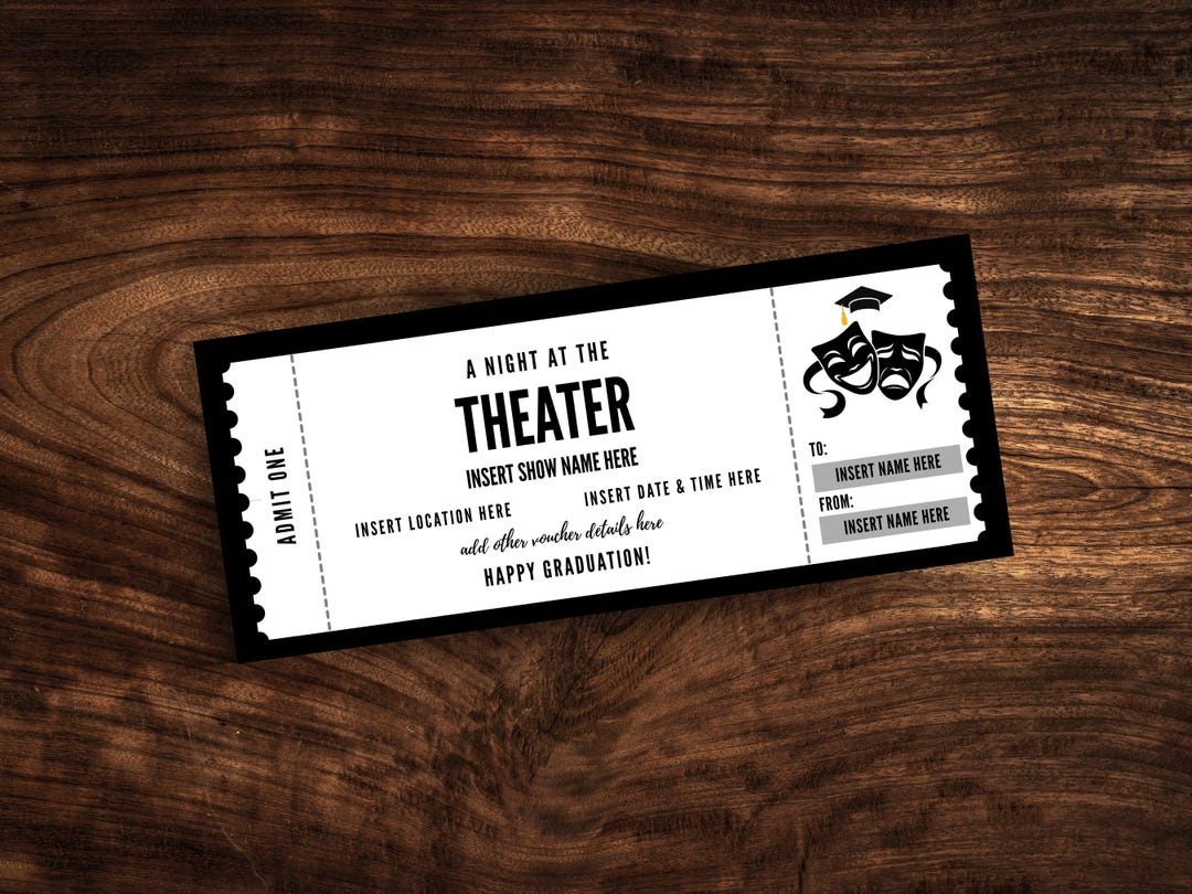 Custom Theater Ticket Template, Printable Play Show Ticket Coupon ...