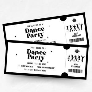Editable Dance Party Ticket Template, Custom Dance Party Coupon ...