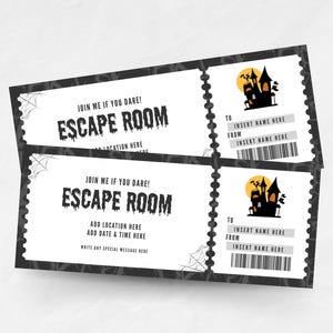 Editable Halloween Escape Room Coupon, Custom Spooky Escape Room Ticket ...