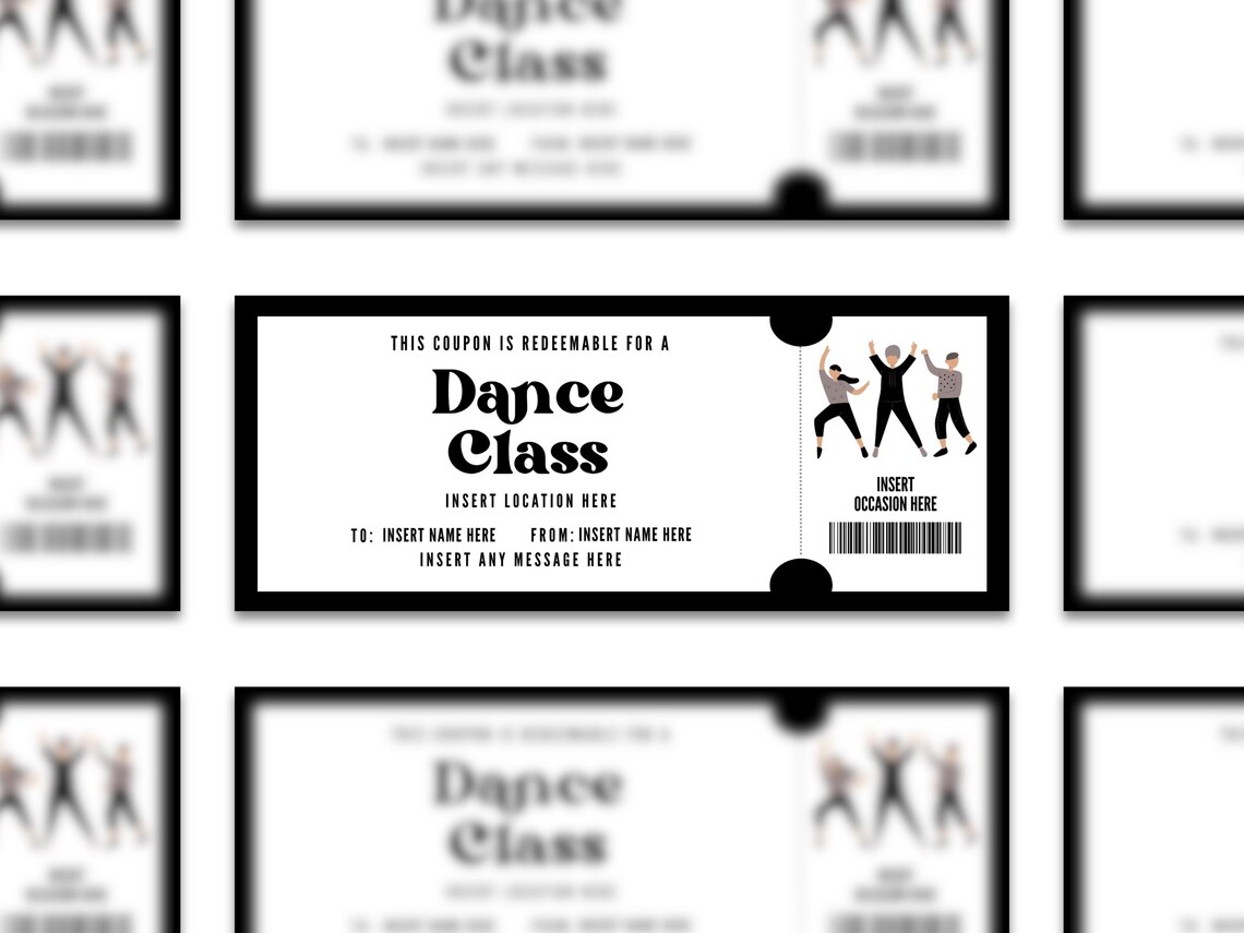 Editable Dance Class Coupon, Custom Dance Lesson Ticket Template ...