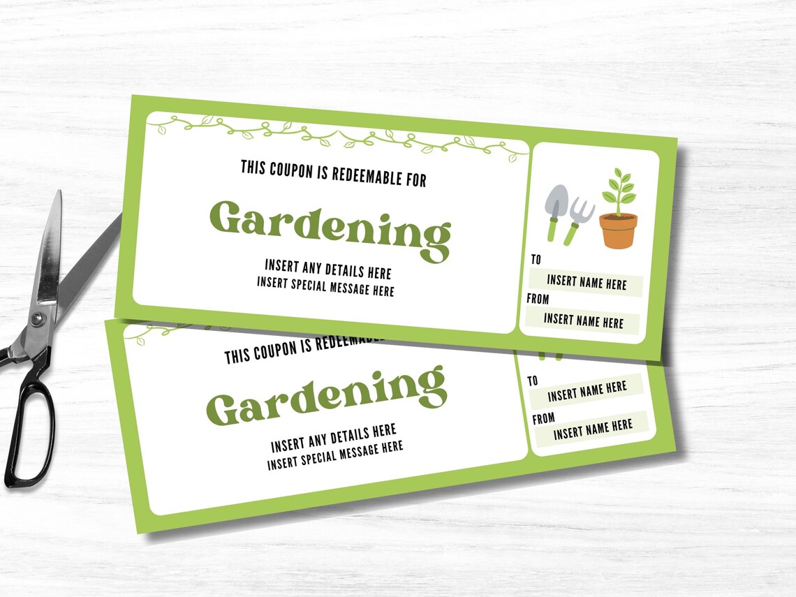 Custom Gardening Gift Certificate, Editable Landscaping Voucher, Printable Garden Coupon PDF - Etsy