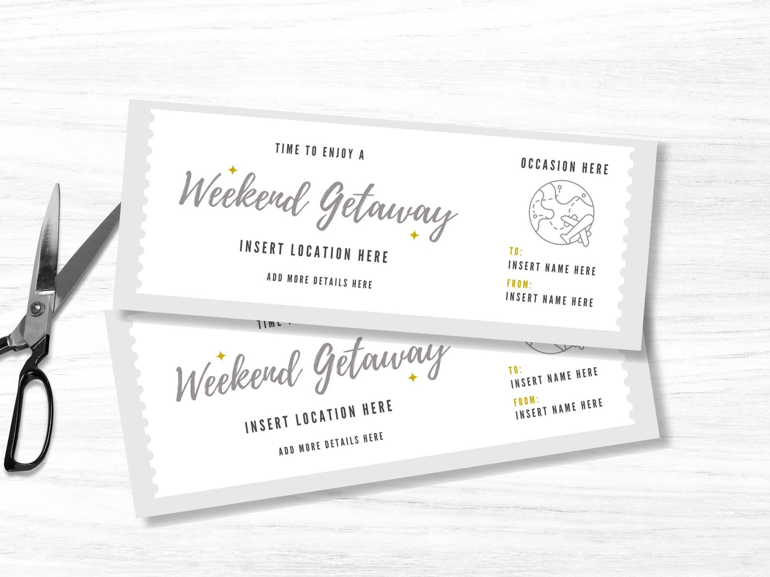 Editable Weekend Getaway Coupon Template, Custom Surprise Hotel ...