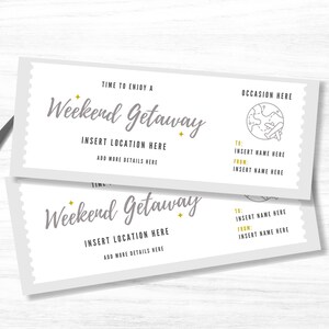 Editable Weekend Getaway Coupon Template, Custom Surprise Hotel ...
