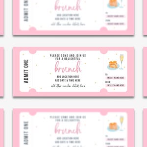 Editable Brunch Ticket Template, Custom Brunch Invitation, Printable ...