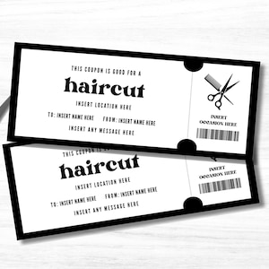 Editable Haircut Coupon, Printable Hair Cut Gift Certificate, Custom ...