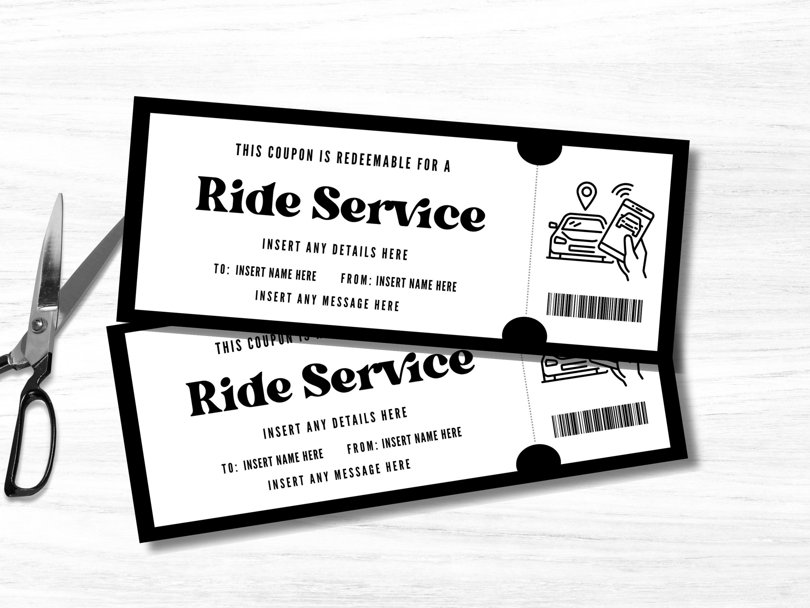 Editable Ride Service Ticket Template, Printable Chauffeur Service ...
