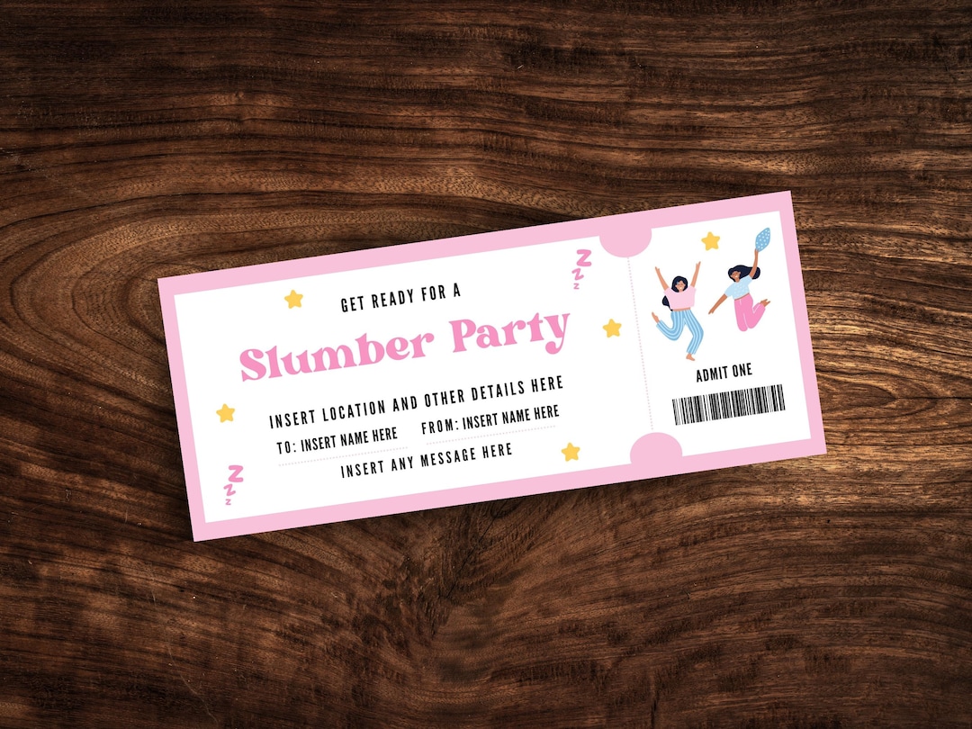 Editable Slumber Party Coupon Template, Custom Sleepover Invitation ...