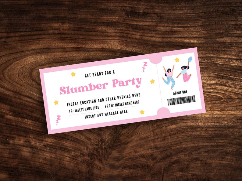 Editable Slumber Party Coupon Template, Custom Sleepover Invitation ...