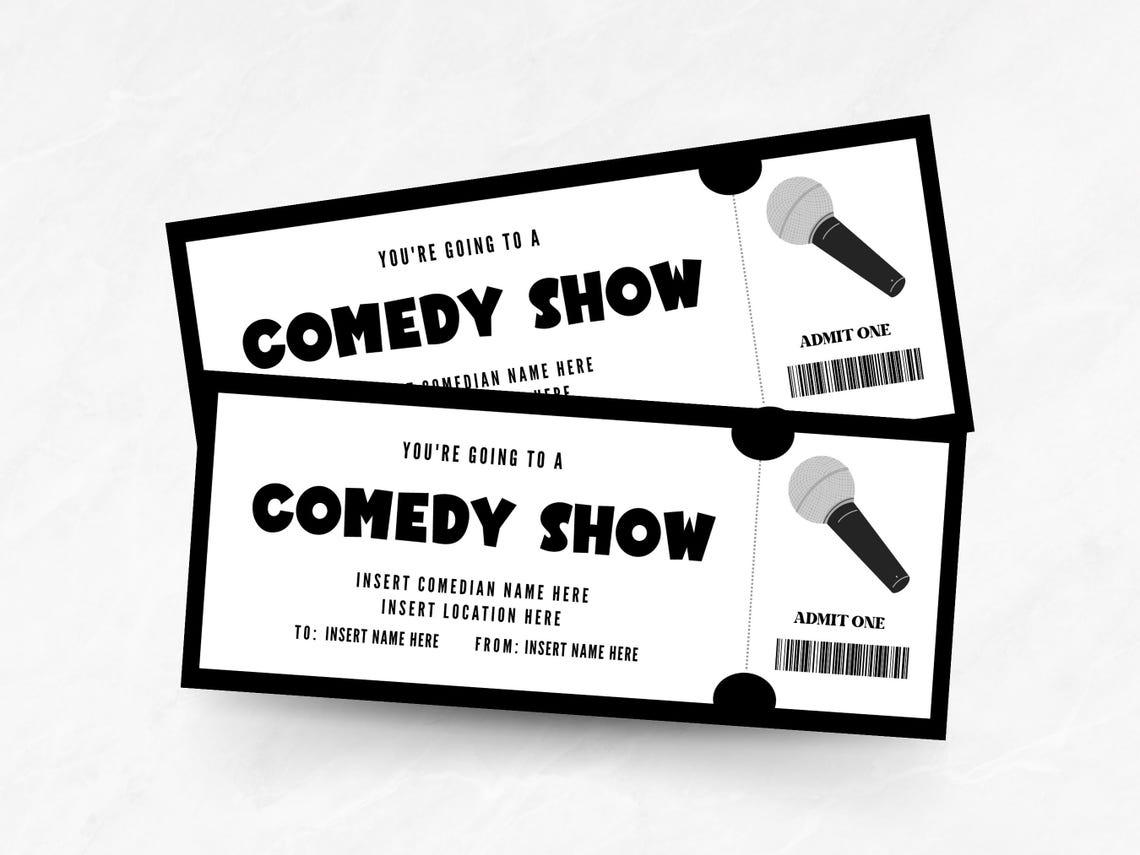 Custom Comedy Show Ticket Template, Printable Comedy Event Coupon ...