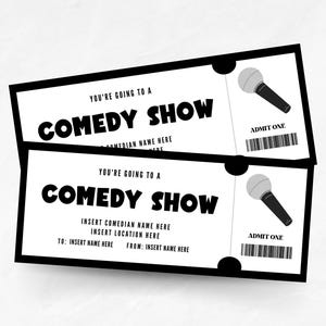 Custom Comedy Show Ticket Template, Printable Comedy Event Coupon ...