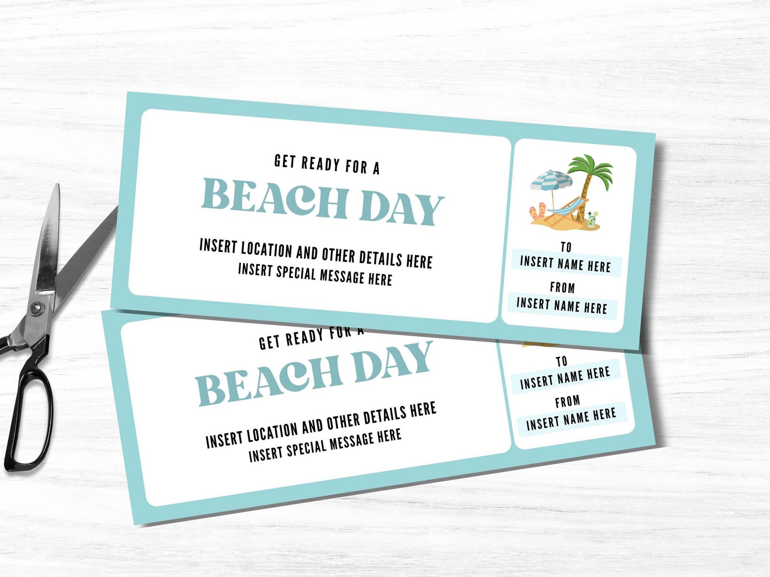 Editable Beach Day Ticket Template, Printable Beach Day Coupon ...