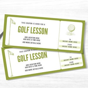 Editable Golf Lesson Gift Certificate, Custom Golf Class Coupon ...