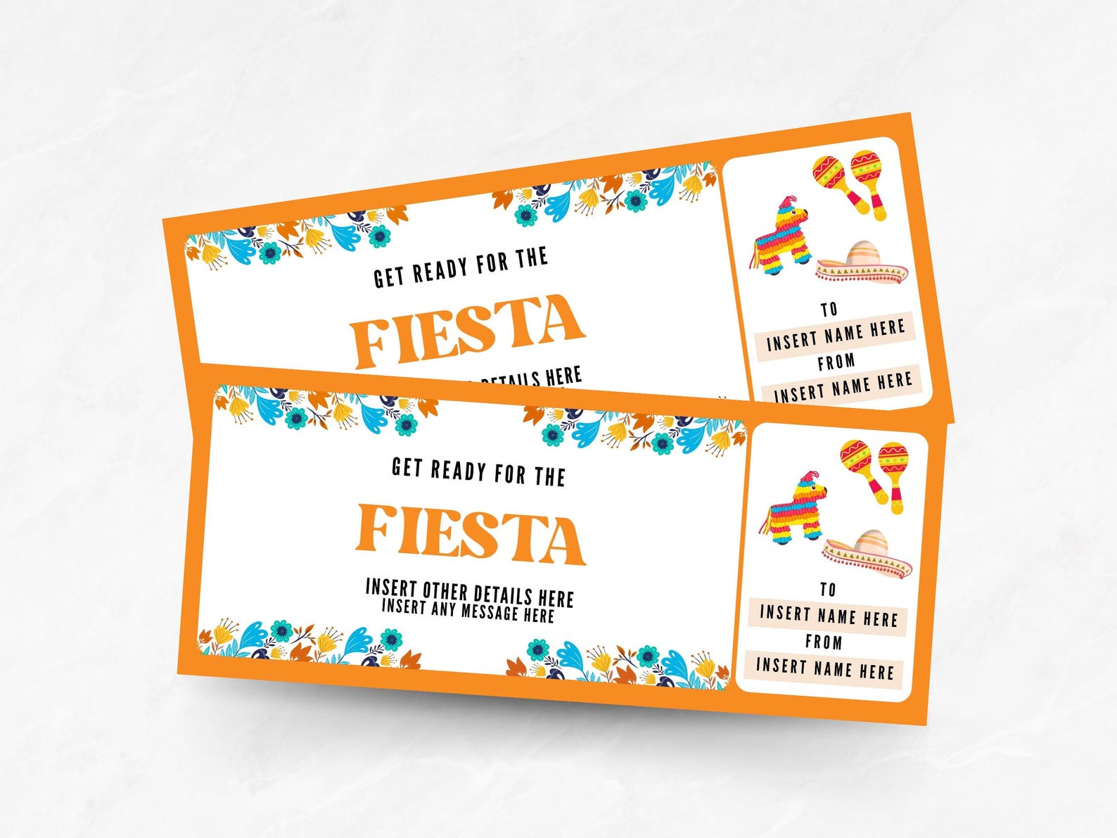 Editable Fiesta Ticket Template, Custom Cinco De Mayo Party Coupon ...