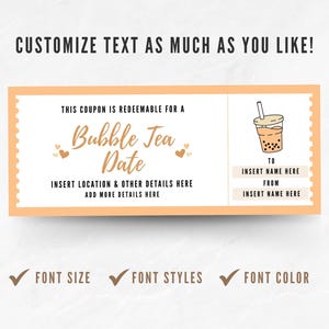 Custom Bubble Tea Date Coupon, Printable Surprise Boba Tea Voucher ...
