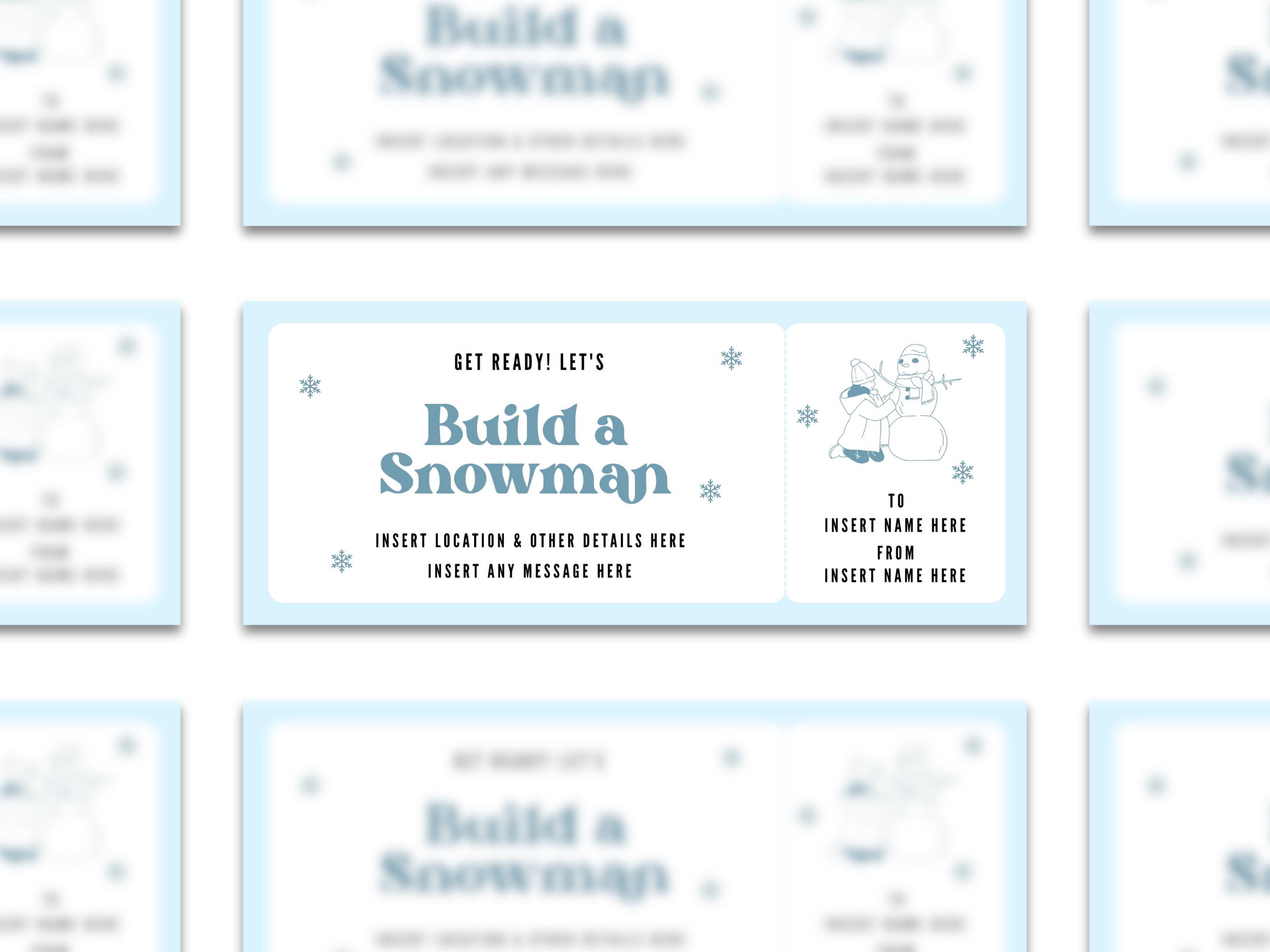 Editable Build a Snowman Ticket Template, Custom Make a Snowman Coupon ...
