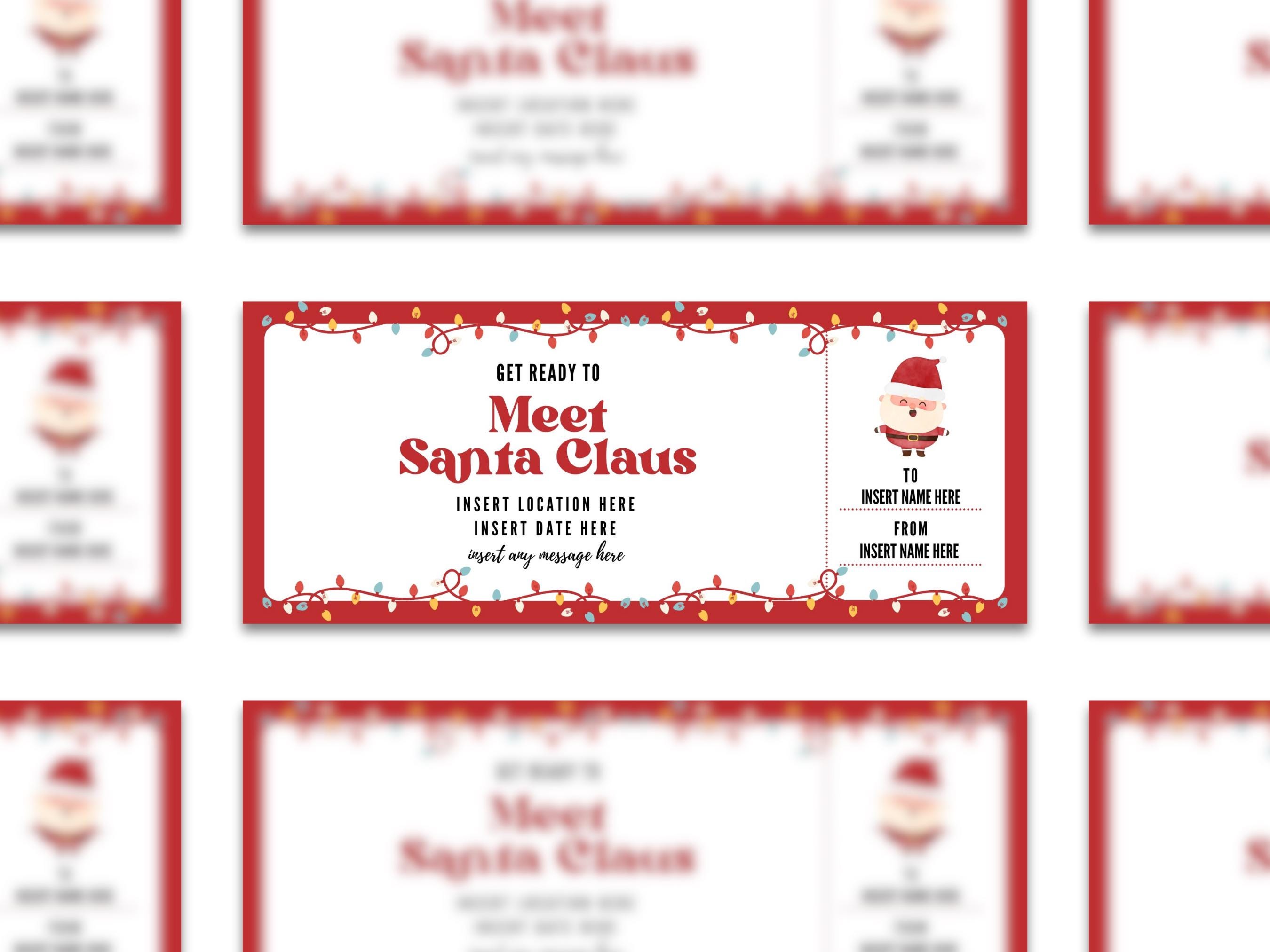 Editable Meet Santa Ticket Template, Custom Santa Meet and Greet Gift ...