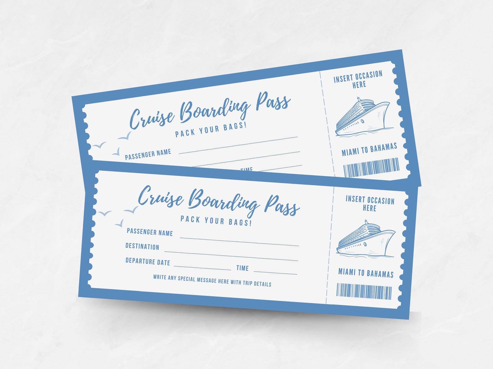 Editable Cruise Ticket, Cruise Boarding Pass Coupon, Personalized ...