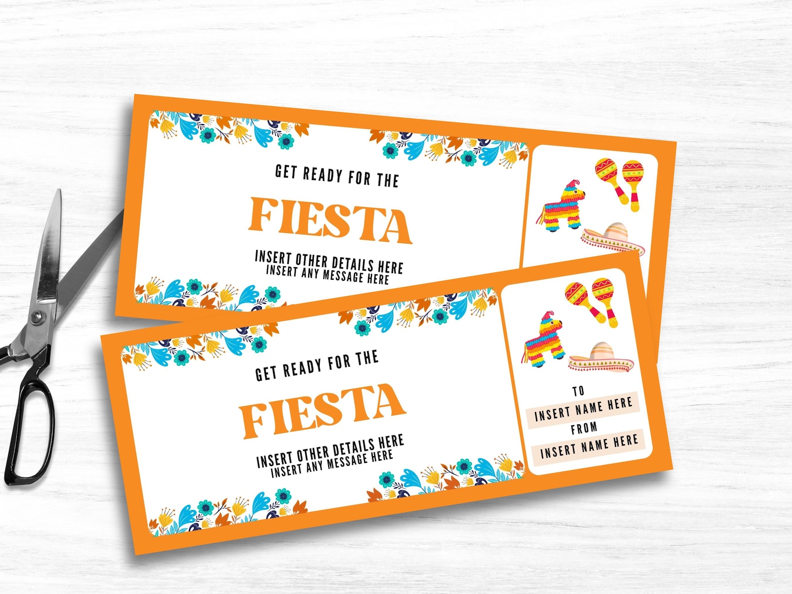 Editable Fiesta Ticket Template, Custom Cinco De Mayo Party Coupon ...